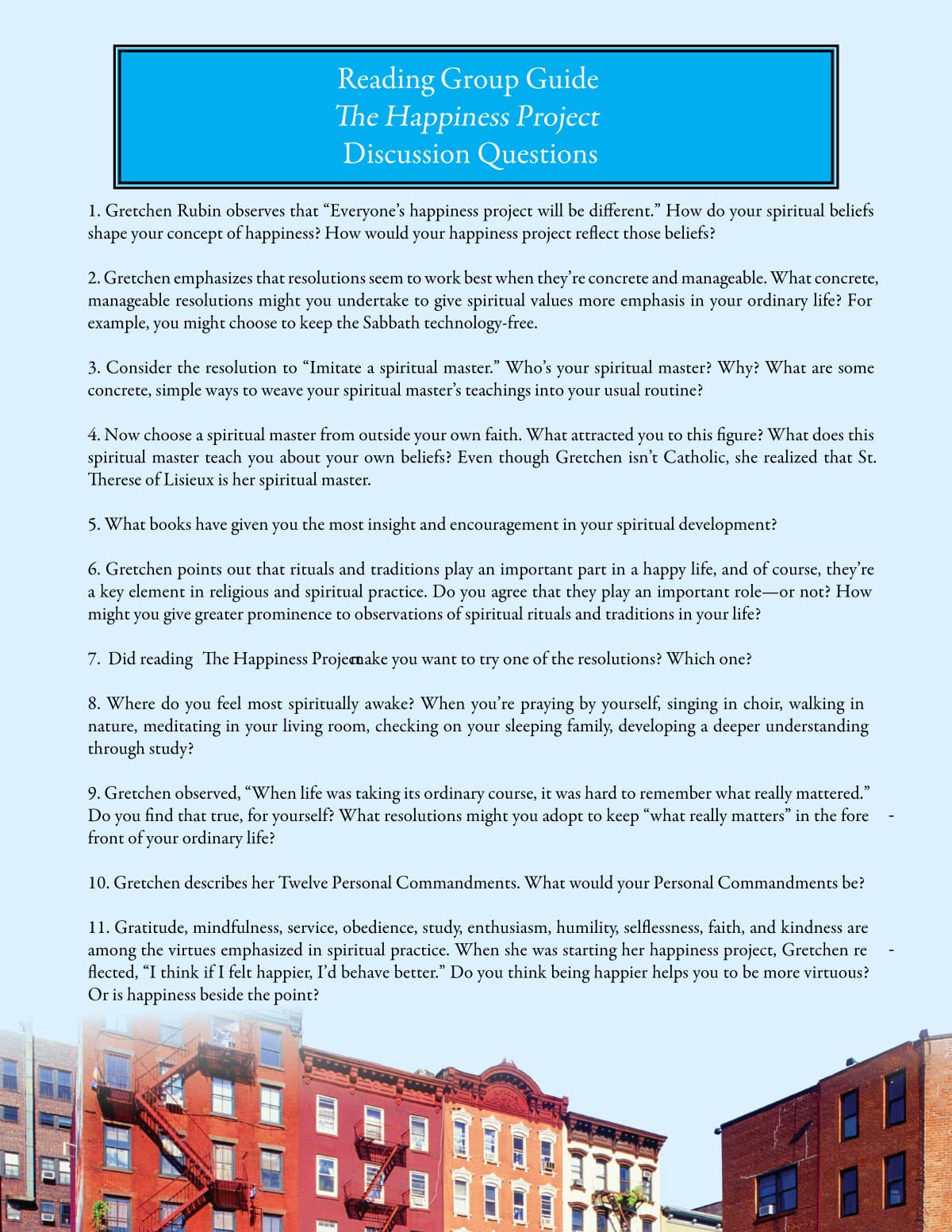 The Happiness Project: Spiritual Discussion Guide | Gretchen Rubin